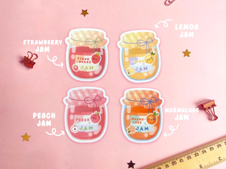 Jam Sticker Pack Fruit Jam Sticker Strawberry Jam Peach | Etsy