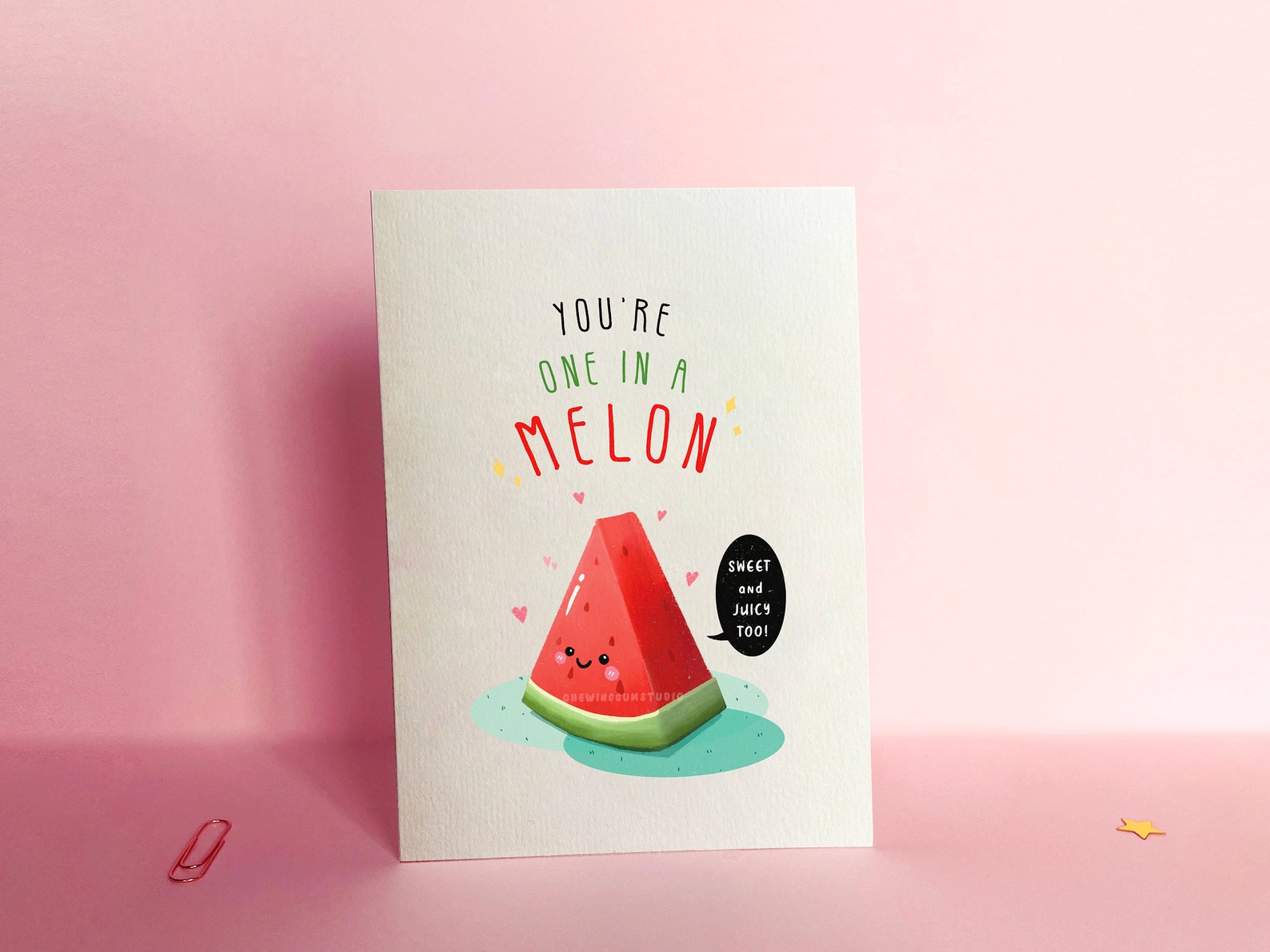 You Are One in A Melon Card | Watermelon Card, Watermelon Anniversary ...