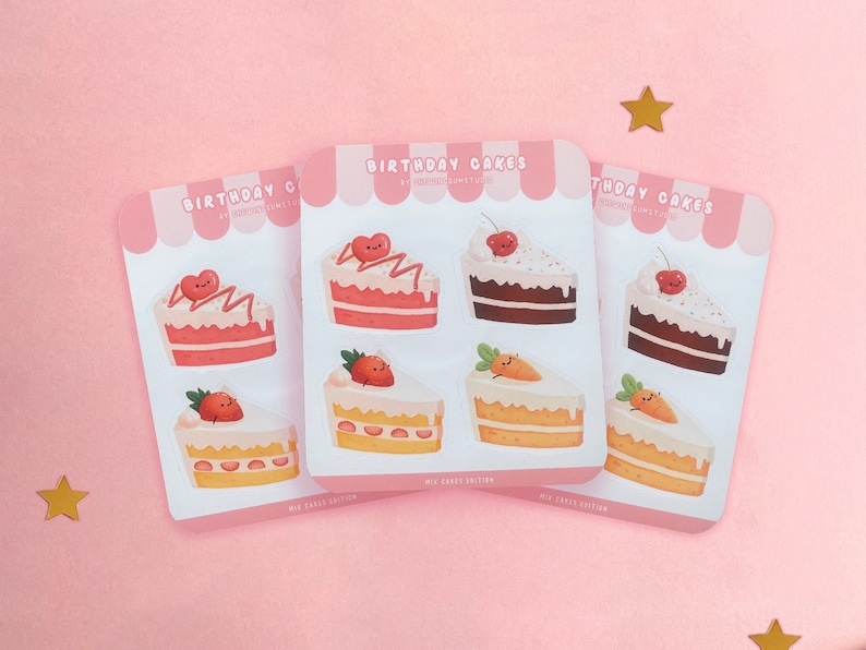 Birthday Cake Sticker Sheet | Cute Cakes Sticker, Carrot Cake ...