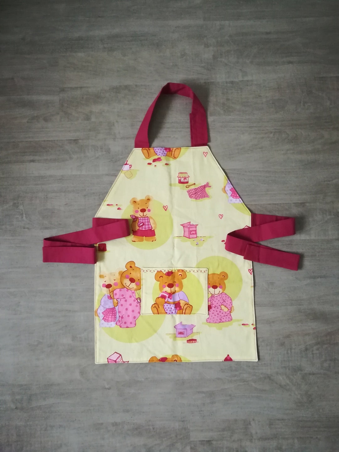 Teddy Bear Apron, Pink, Children's Gift - Etsy