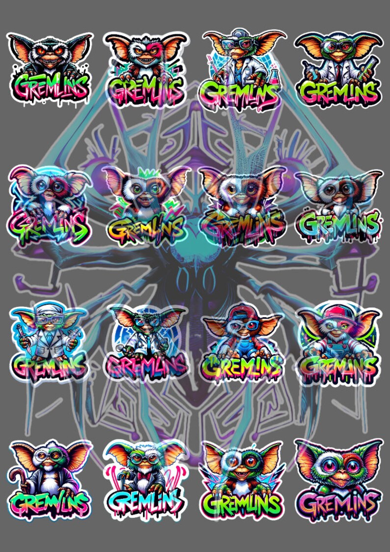 16 Stickers Gremlins / Stickers / Gremlins / Ready Print / PNG / A3 ...