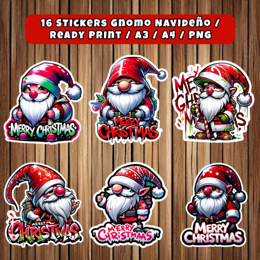 16 Gnome Christmas Stickers / Stickers / Christmas Gnome / Ready Print ...