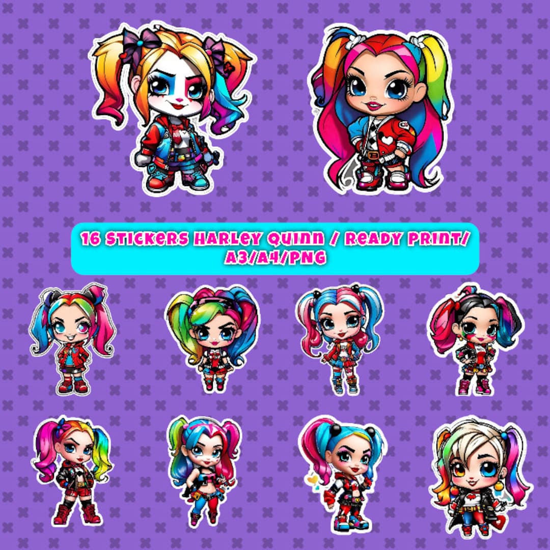 16 Harley Quinn Stickers / Stickers / Harley Quinn / Ready Print / PNG ...