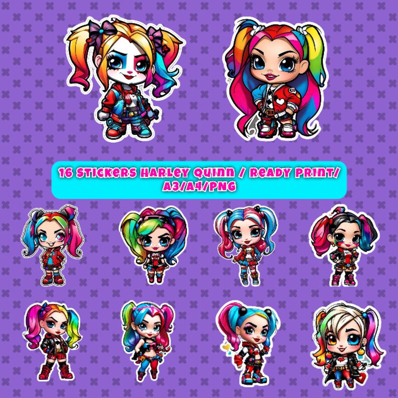 16 Harley Quinn Stickers / Stickers / Harley Quinn / Ready Print / PNG ...