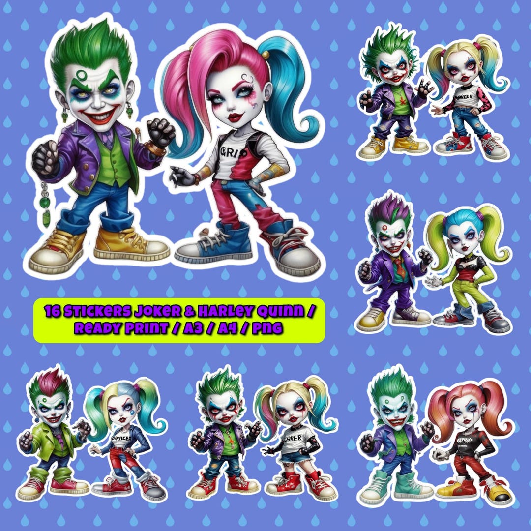 16 Stickers Joker and Harley Quinn / Stickers / Joker and Harley Quinn ...