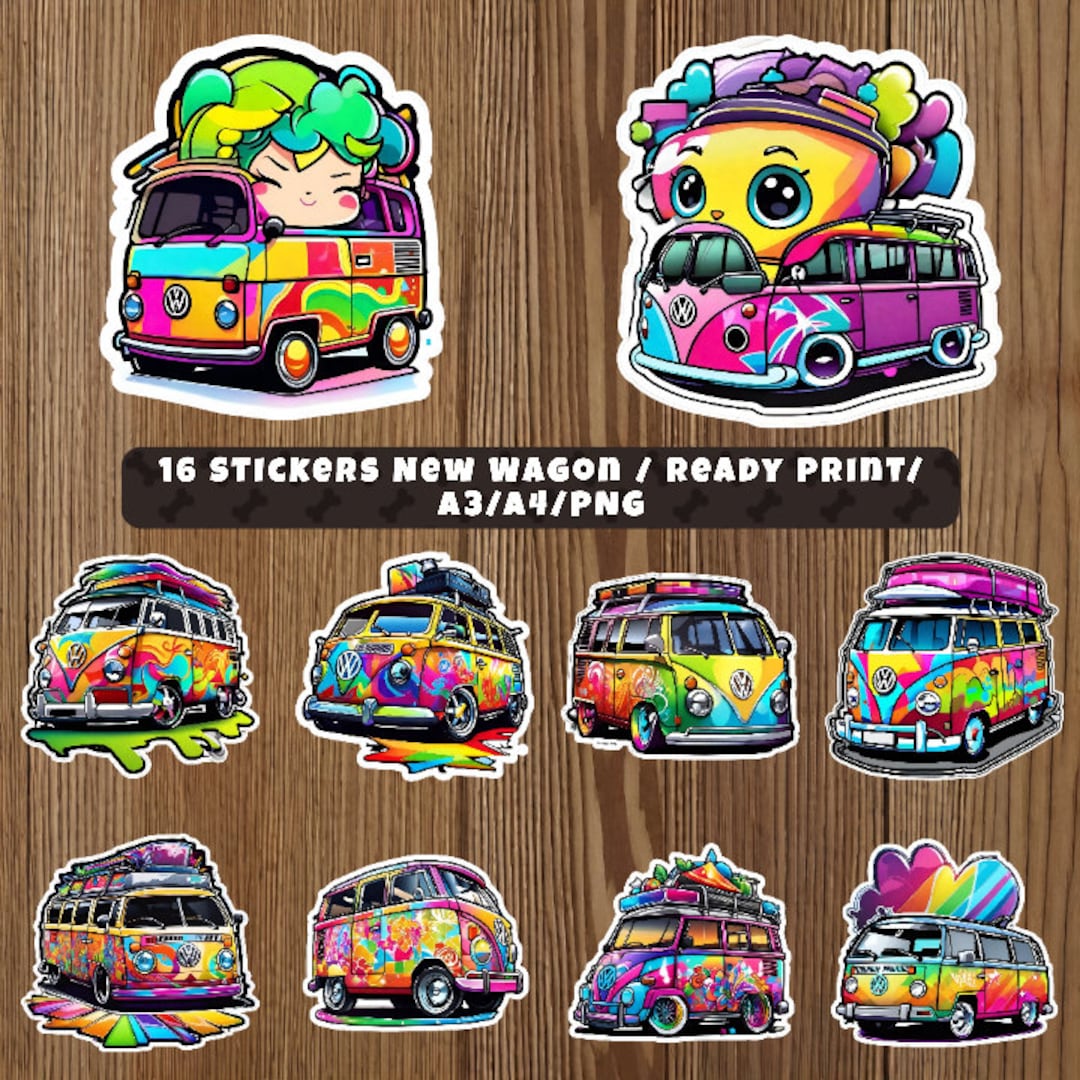 16 Stickers New Wagon / Stickers / Volkswagen / Ready Print / PNG / A3 ...