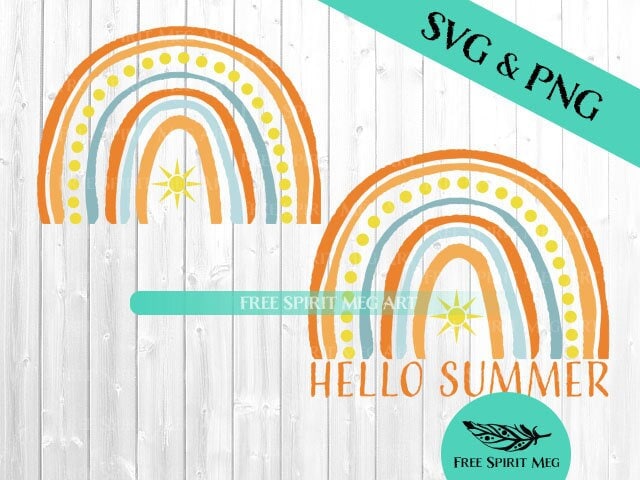 Boho Rainbow SVG & PNG Hello Summer Svg Digital Download Svg - Etsy