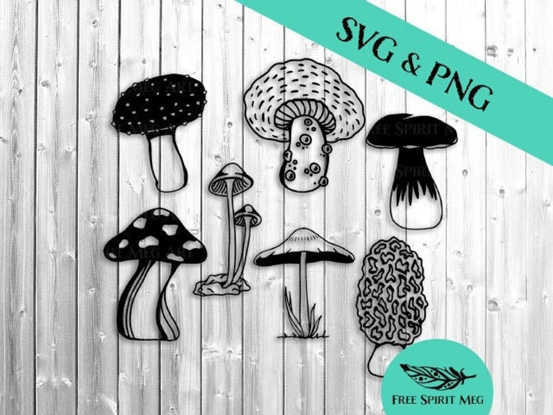 Mushrooms SVG & PNG Bundle, Digital Download, 7 Different Mushroom ...