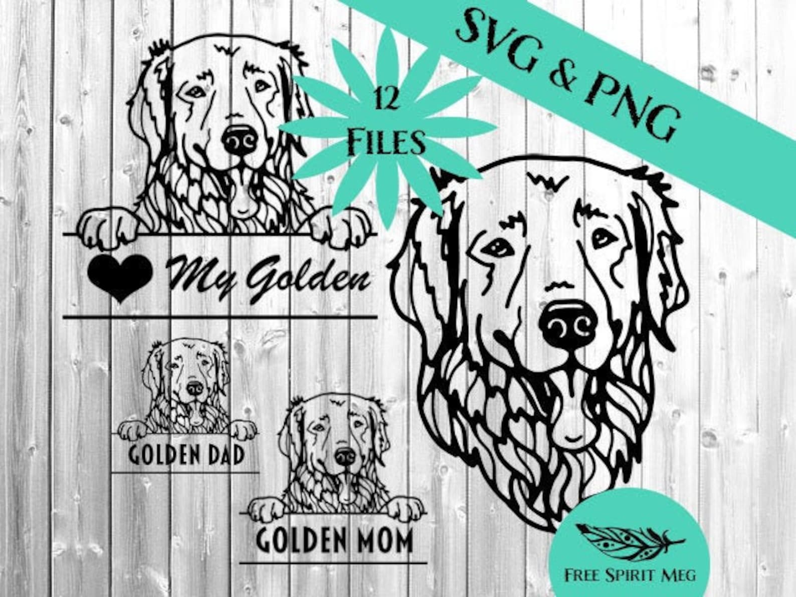 Golden Retriever SVG & PNG Bundle 12 Files Instant Download - Etsy