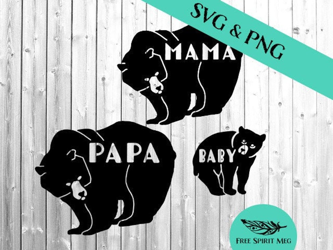Mama Bear SVG & PNG Bundle, Papa Bear Svg, Baby Bear Svg, Digital ...