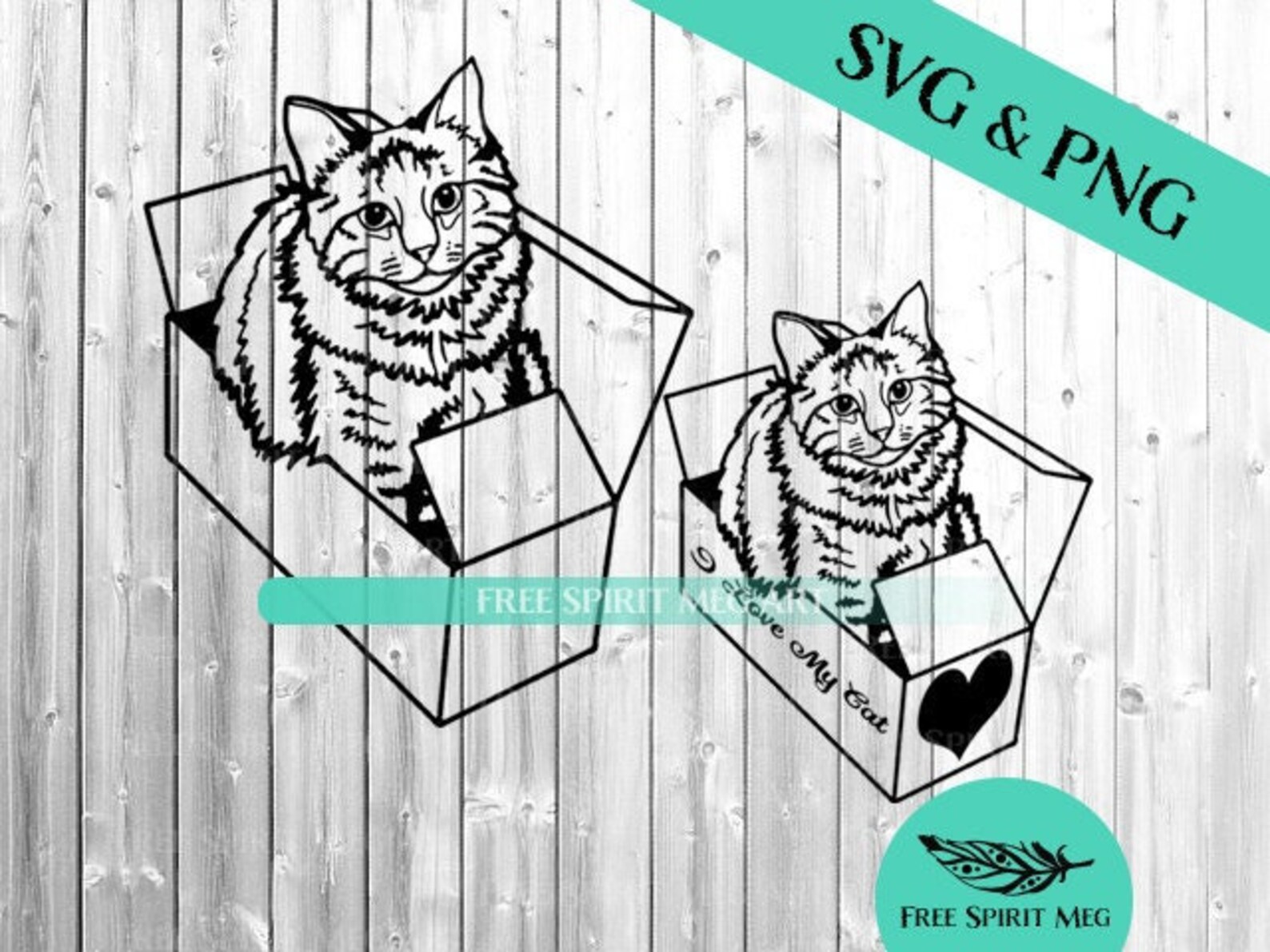 Cat in a Box SVG & PNG, 4 Files, Instant Download for Cricut Design ...