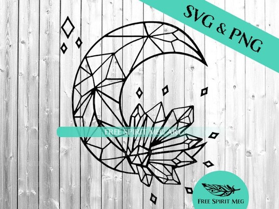 Moon SVG & PNG Crystal Moon Mystical Digital Download - Etsy