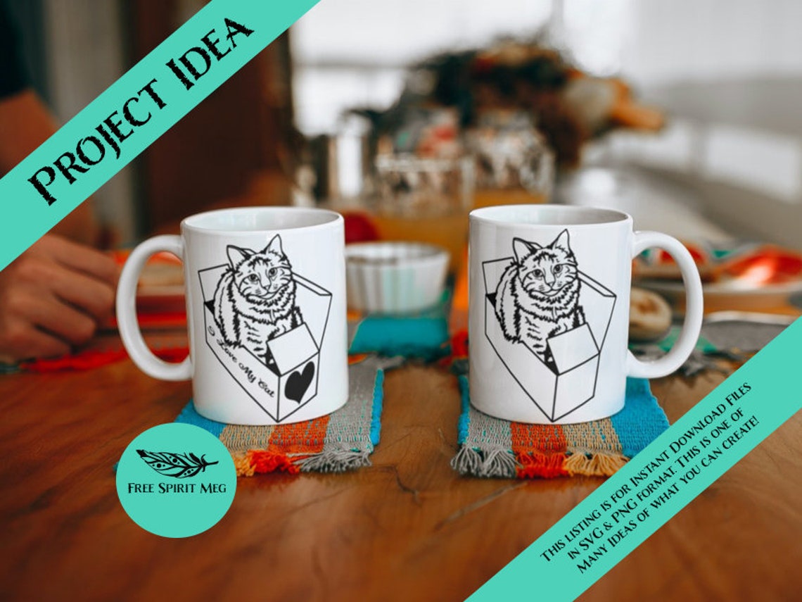 Cat in a Box SVG & PNG 4 Files Instant Download for Cricut | Etsy