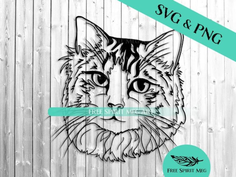 Long Haired Cat SVG & PNG, Digital Download Svg File for Cricut, Cat ...