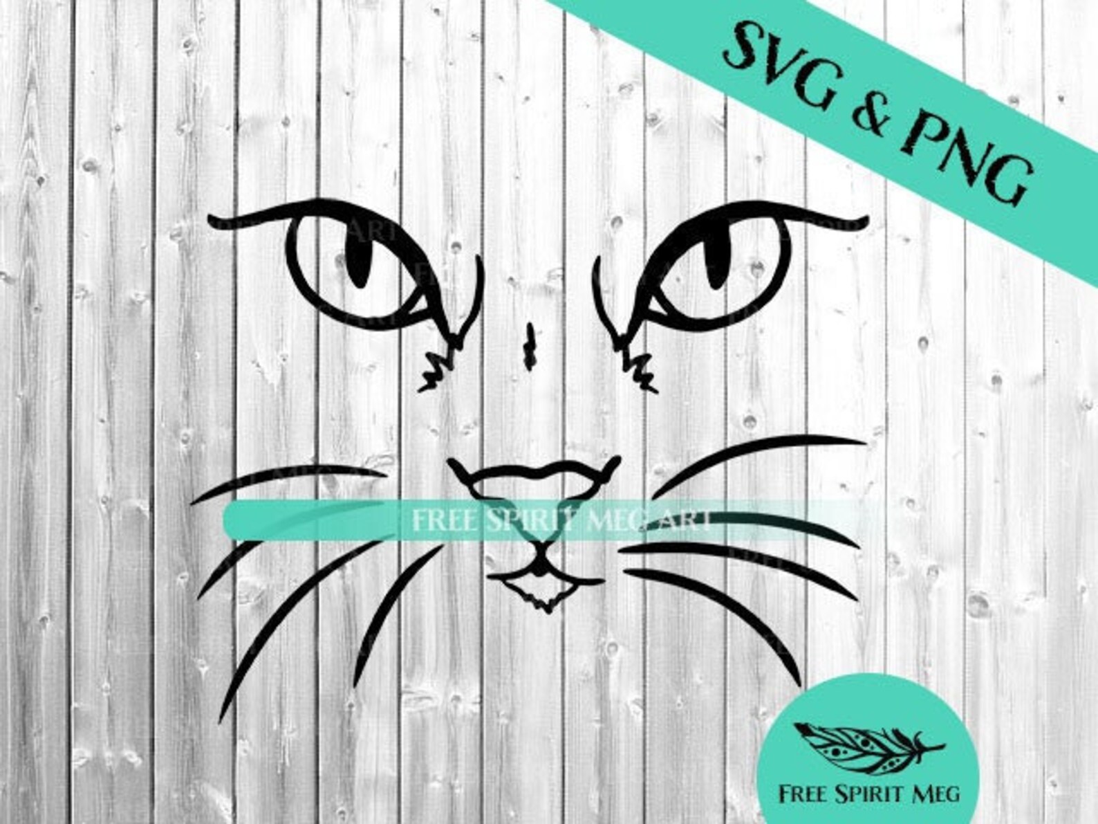 Cat Face SVG & PNG, Cat Svg, Cat Head Svg, Digital Download Svg File ...