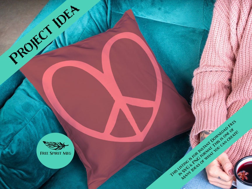 Heart Peace Sign Svg And Png Hippie Svg Digital Download Groovy Svg Heart Svg Svg Files For
