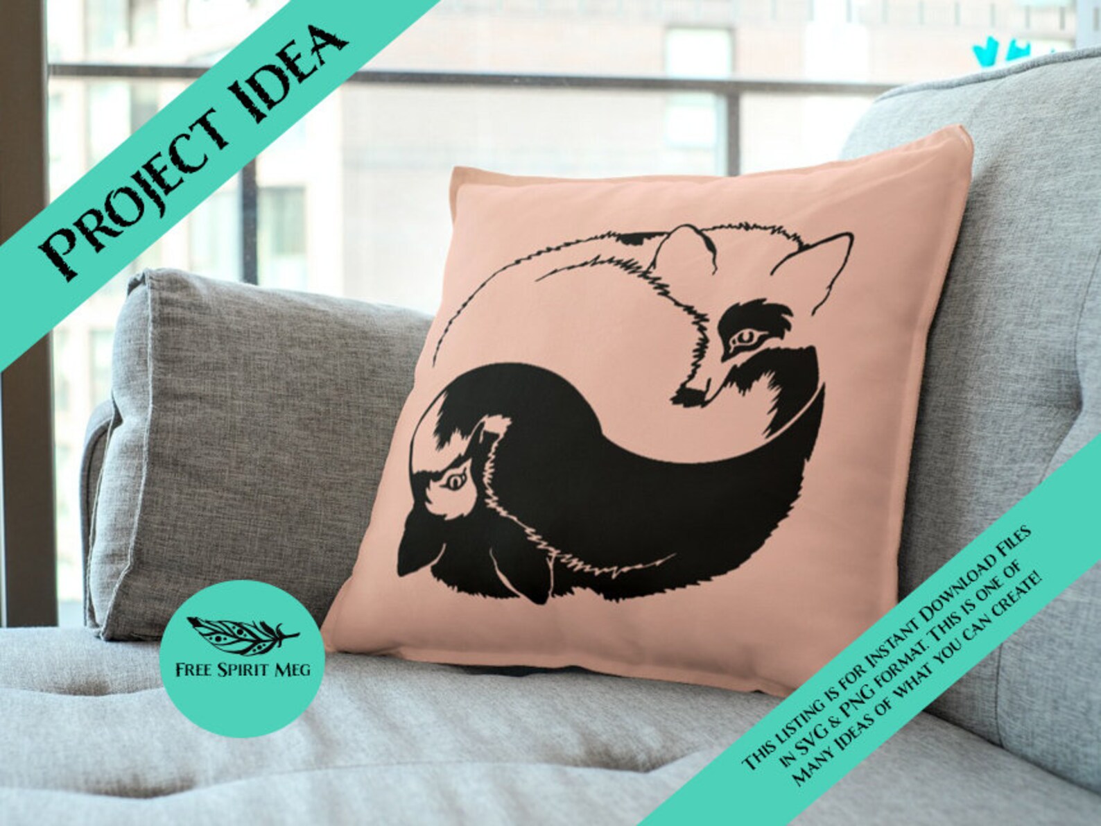 Fox Yin Yang SVG, Layered Svg, Digital Download, Plus PNG File, Fox Svg ...