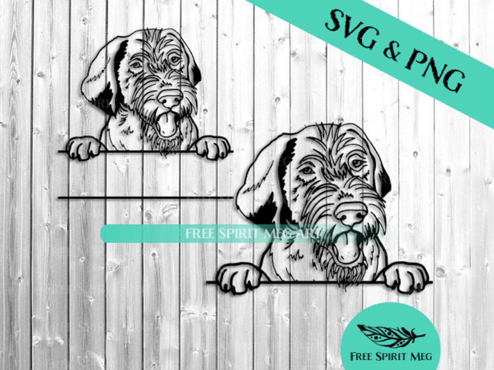German Wirehaired Pointer SVG PNG Bundle: Peeking Dog Cut Files ...