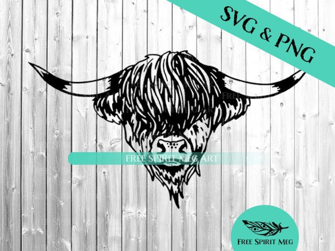 Scottish Highland Cow SVG & PNG, Cow Head Svg, Farm Svg, Western Svg ...