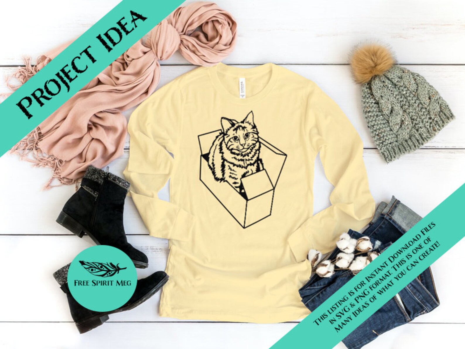 Cat in a Box SVG & PNG 4 Files Instant Download for Cricut - Etsy