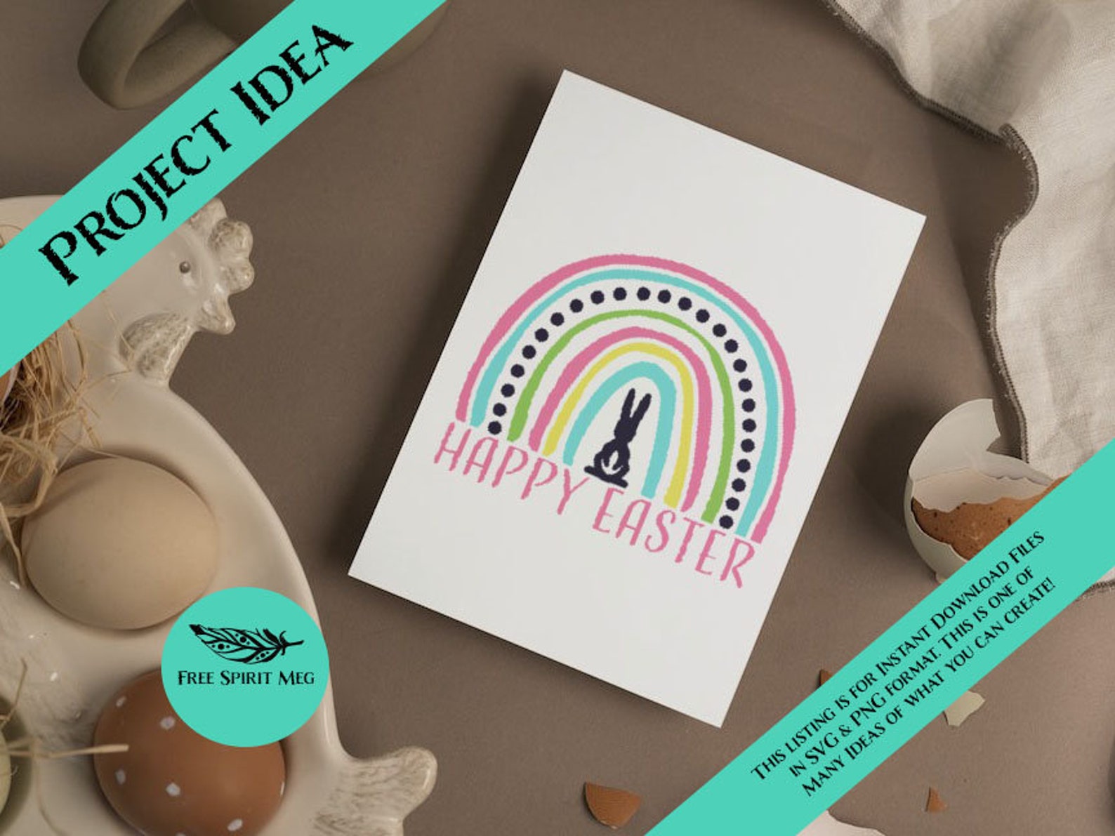 Boho Rainbow SVG Easter Svg Digital Download Plus PNG File - Etsy