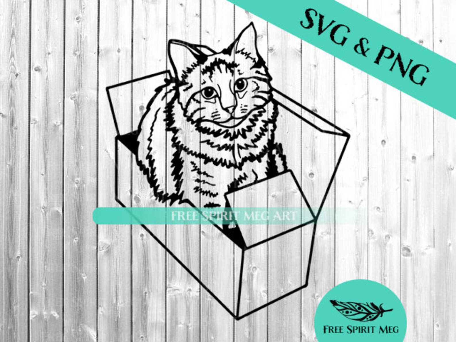 Cat in a Box SVG & PNG 4 Files Instant Download for Cricut - Etsy