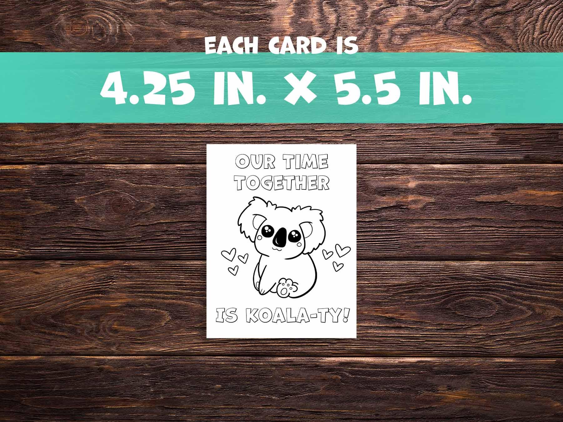 Valentines Day Coloring Cards, 20 Cute Animal Cards for Classroom and ...