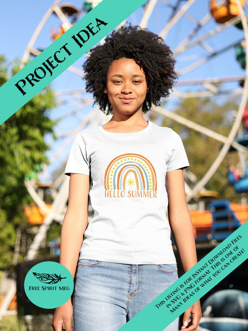 Boho Rainbow SVG & PNG Hello Summer Svg Digital Download Svg - Etsy