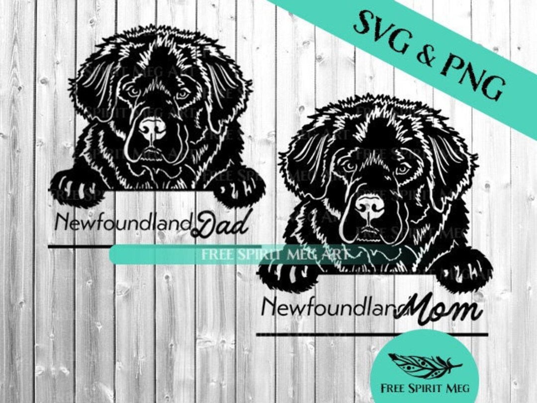 Newfoundland Dog Mom/dad SVG & PNG: Peeking Dog Cut Files (digital ...