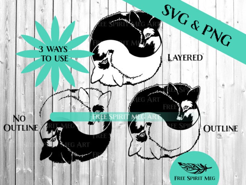 Fox Yin Yang SVG, Layered Svg, Digital Download, Plus PNG File, Fox Svg ...