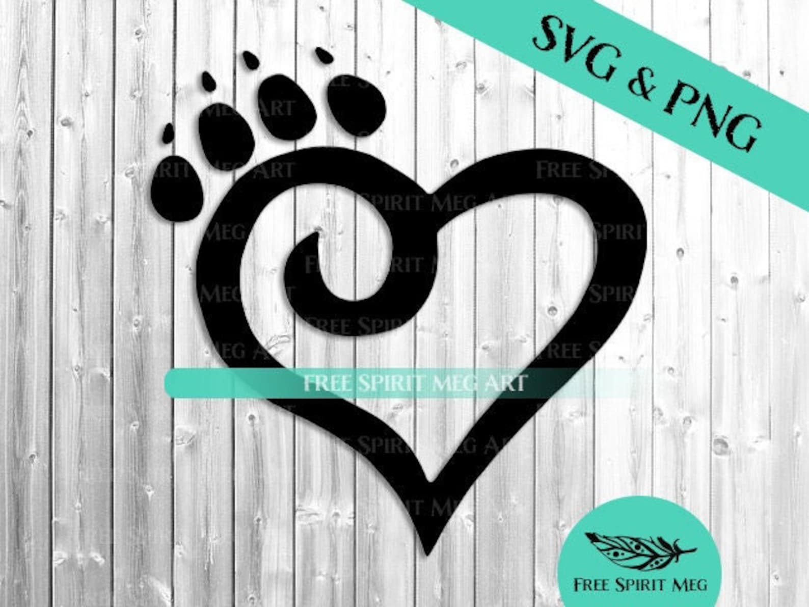 Paw Print Heart SVG & PNG 2 Files Digital Download - Etsy