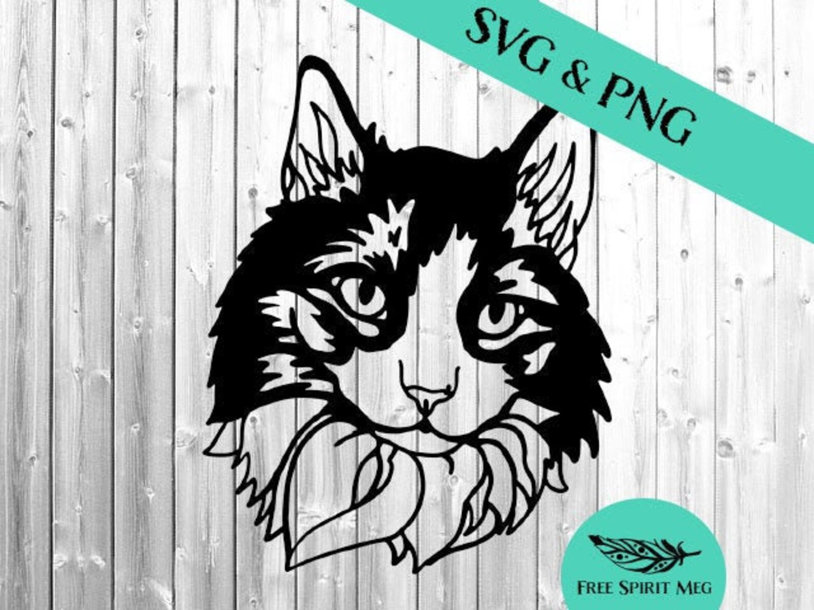 Long Haired Cat Head SVG & PNG Files, Instant Download for Cricut ...