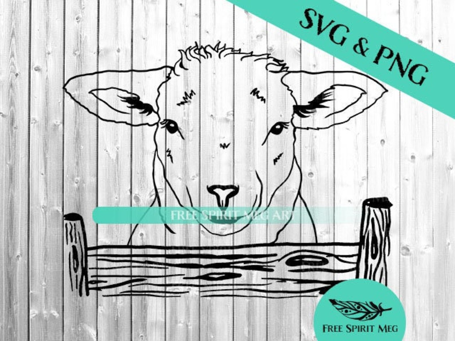 Lamb SVG & PNG, 2 Files, Instant Download, Sheep Portrait Behind Fence ...