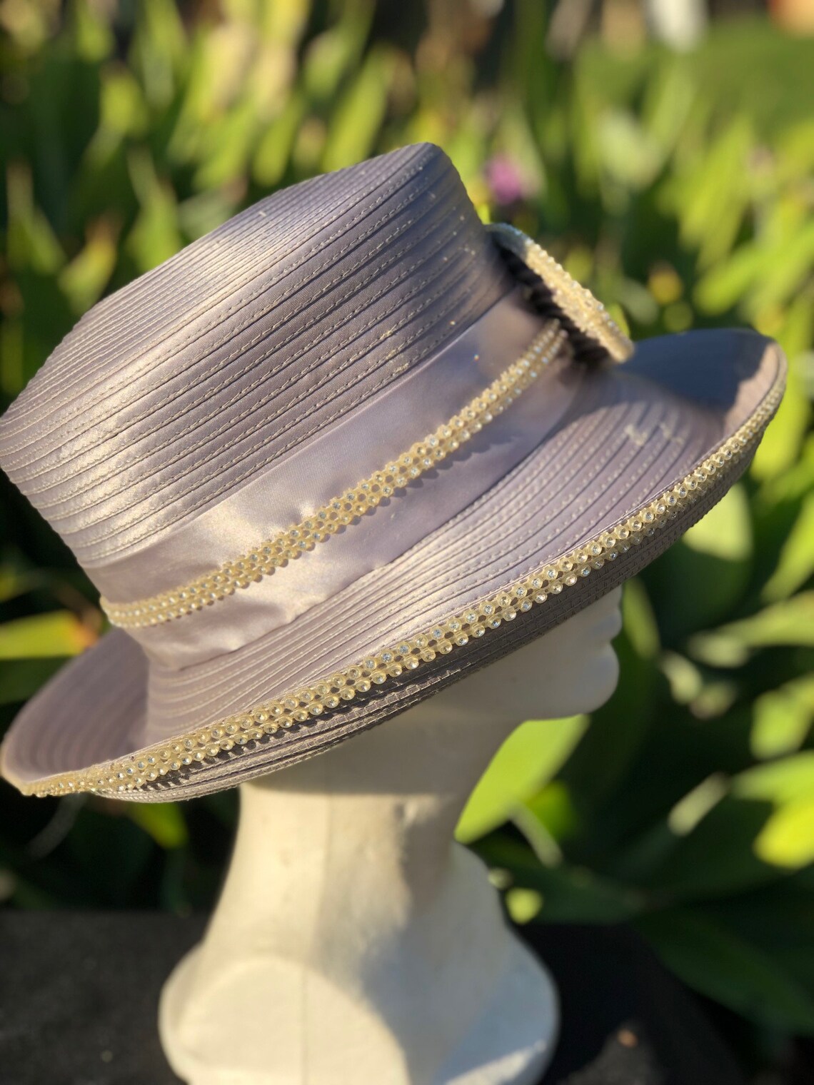 Vintage BMJ Studio Silver Grey Ladies Hat With Rhinestones Fancy Party ...