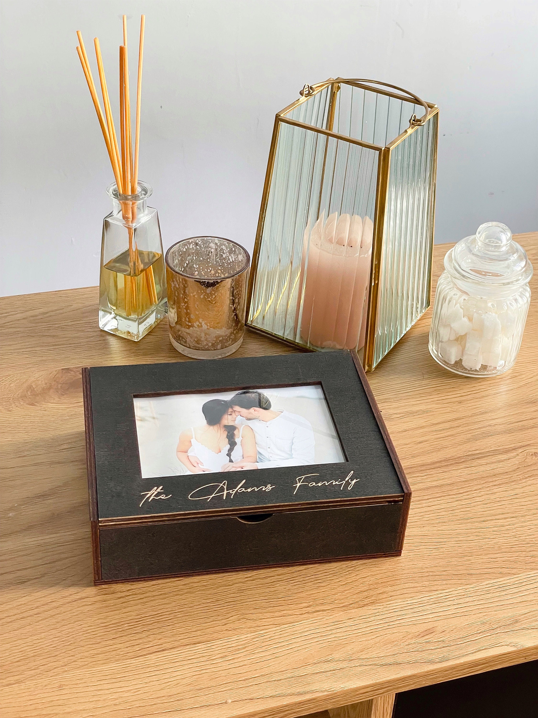 Wooden Photo Box Wedding Custom Box Keeepsake Memory Box for Couple ...