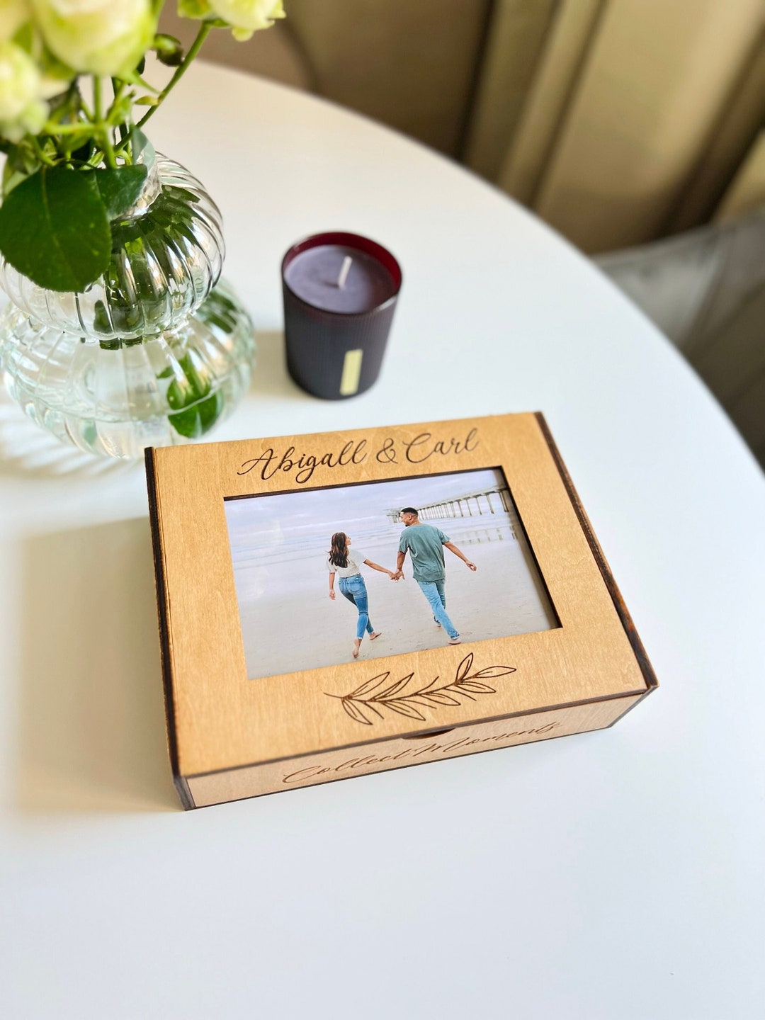 Wooden Memory Box Custom Keepsake Photo Storage Box Wedding Box ...