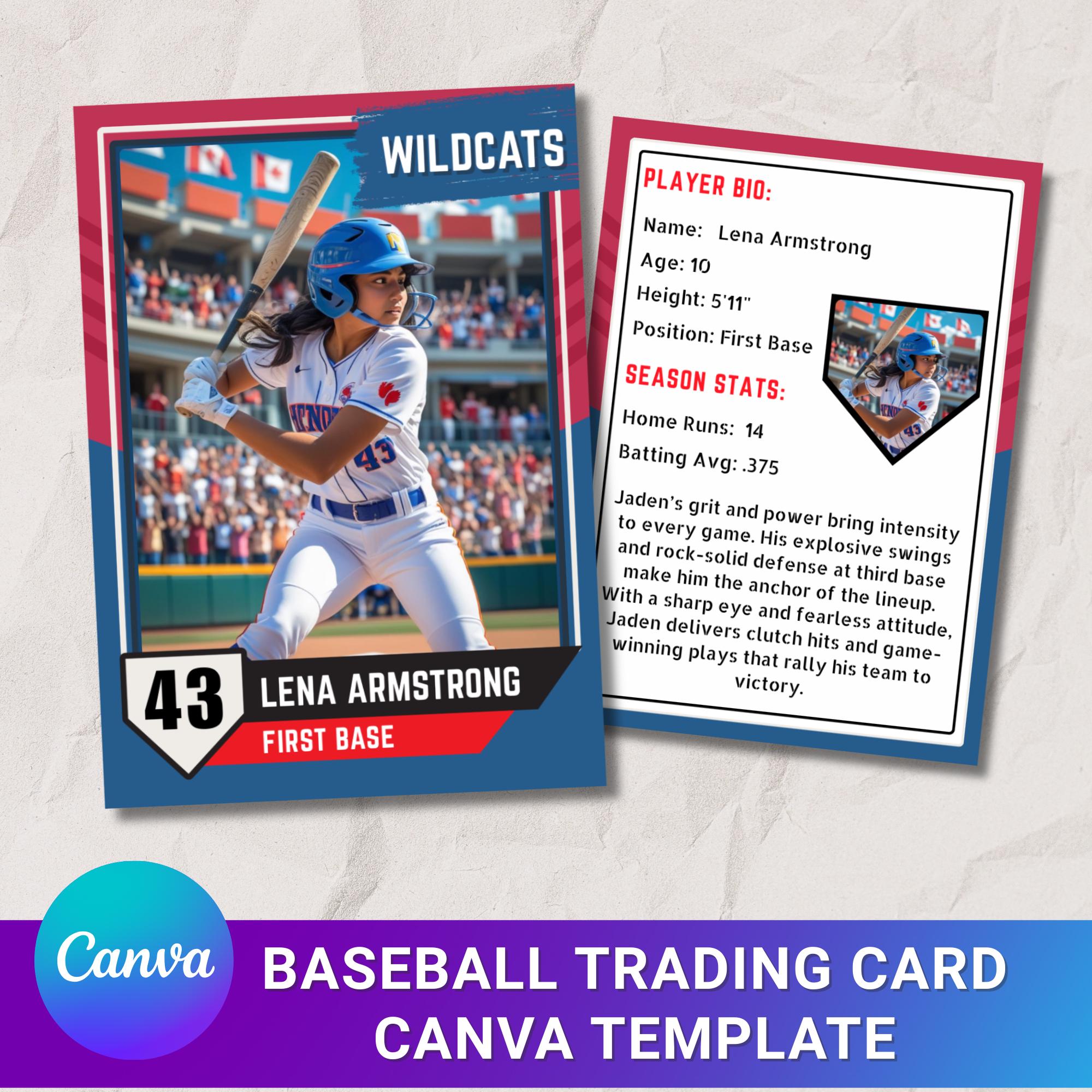 Custom Baseball Trading Card Canva Template, Editable Baseball Card ...