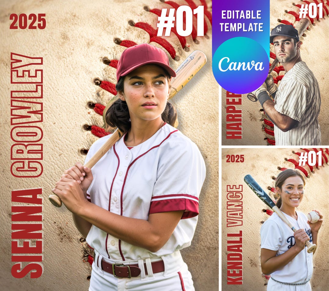 Senior Baseball Canva Poster Template, Custom Sports Canva Template ...