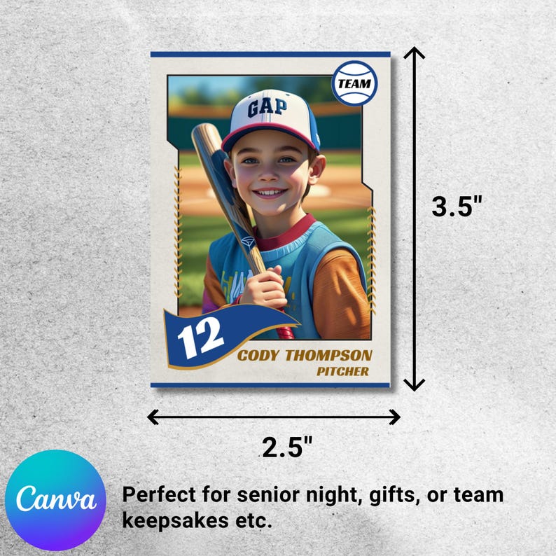 Baseball Trading Card Template, Editable Baseball Card Canva, Sports ...