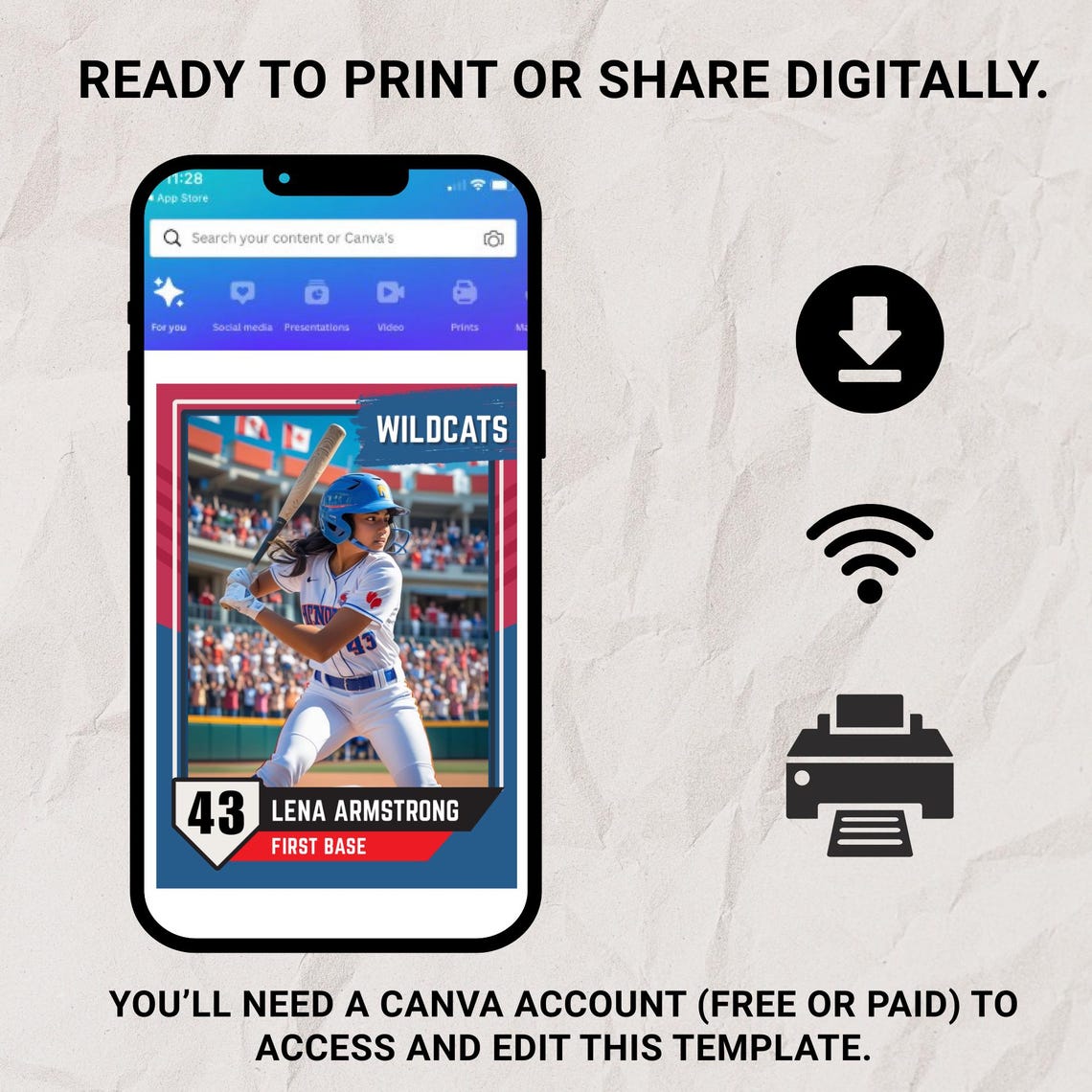 Custom Baseball Trading Card Canva Template, Editable Baseball Card ...