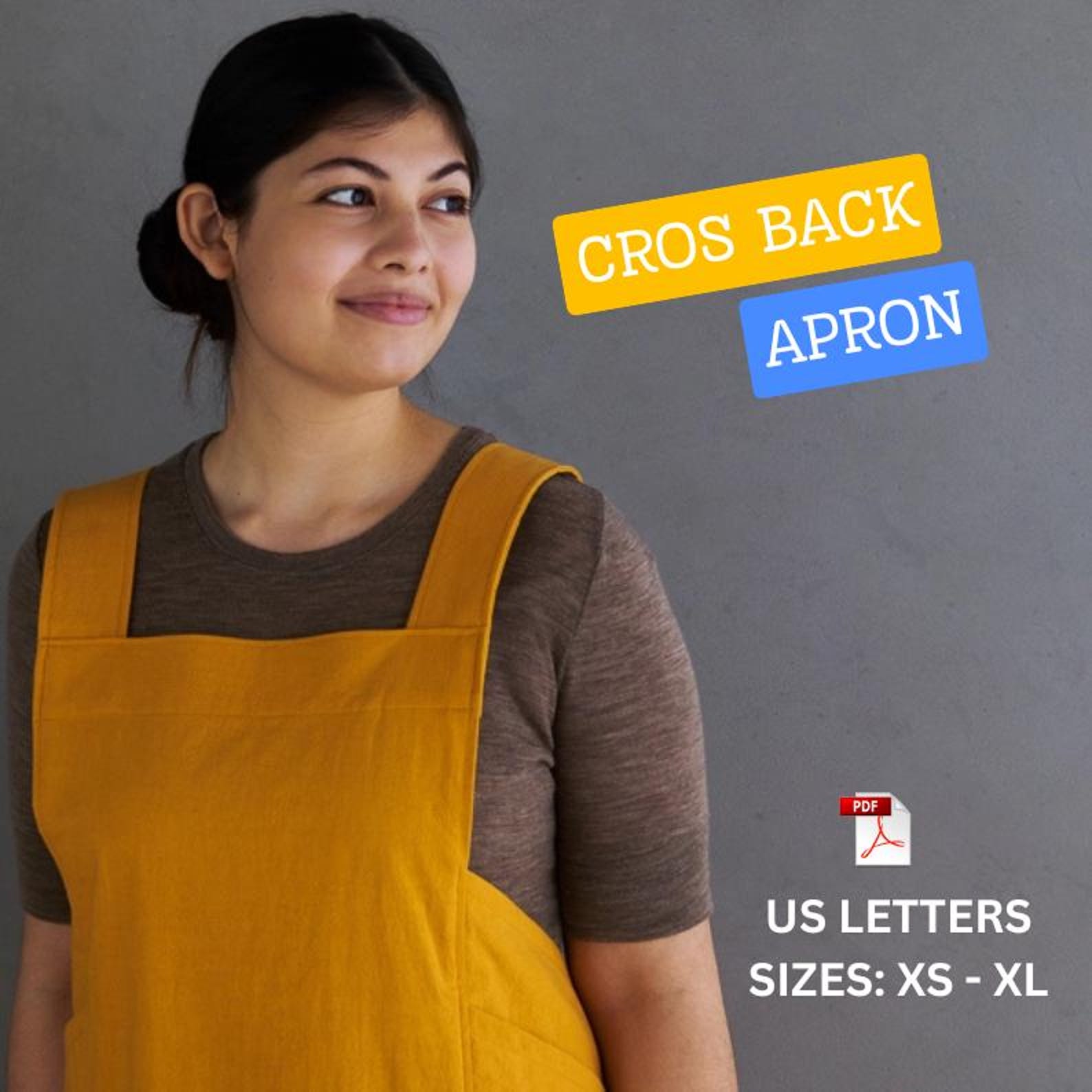 Cross Back Sewing Japanese Apron Pattern - Easy Guide - A0 & A4 Sizes ...