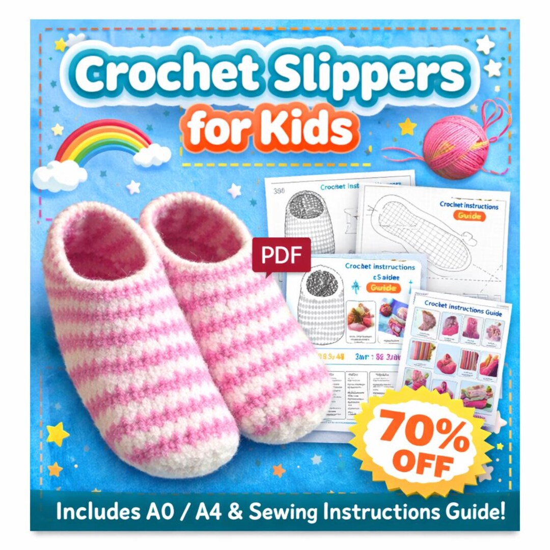 Crochet Kids Slipper Pattern | Beginner Friendly (PDF Pattern A0/A4) - Etsy