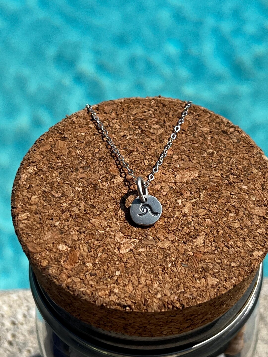Recycled Sterling Silver Wave Coin Necklace: Hand Stamped Pendant - Etsy