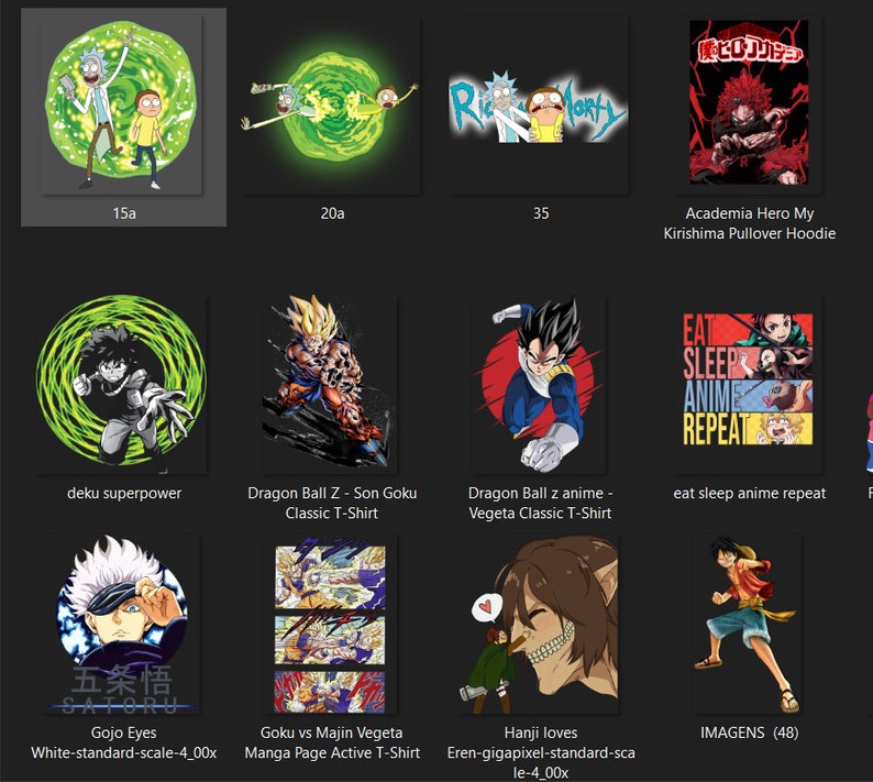 40 PNG Anime Bundle Pack Printable Designs T-shirt Designs - Etsy