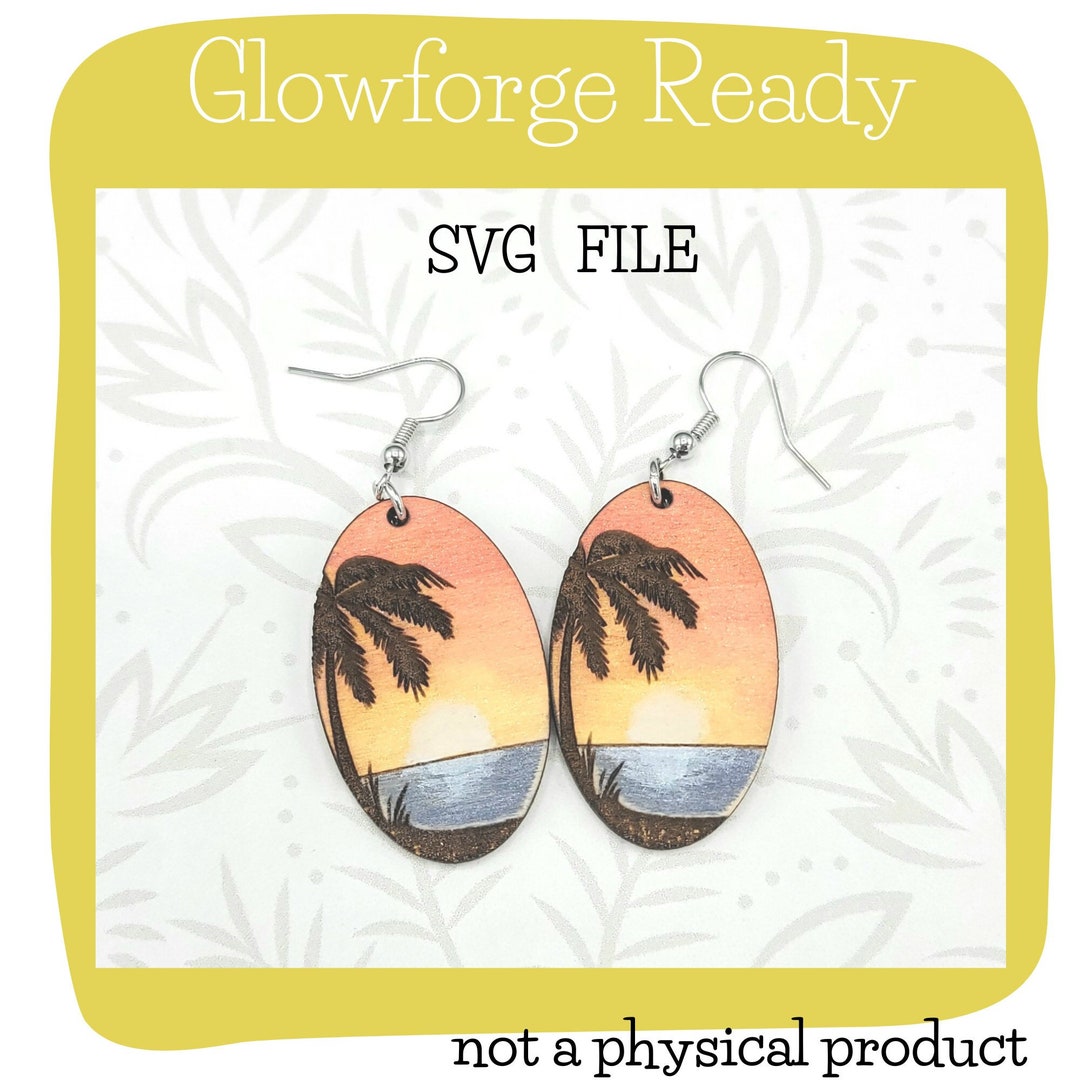 Palm Tree and Sunset Earring Dangle SVG - Glowforge Ready - SVG ONLY ...