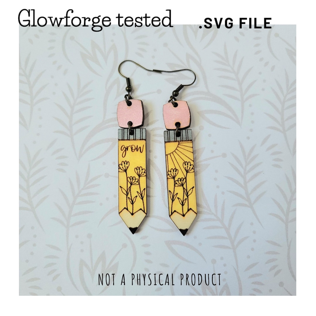 Homeschool & School Teacher Pencil Earring SVG - Glowforge Ready - SVG ... Homeschool & School Teacher Pencil Earring SVG - Glowforge Ready - SVG ...