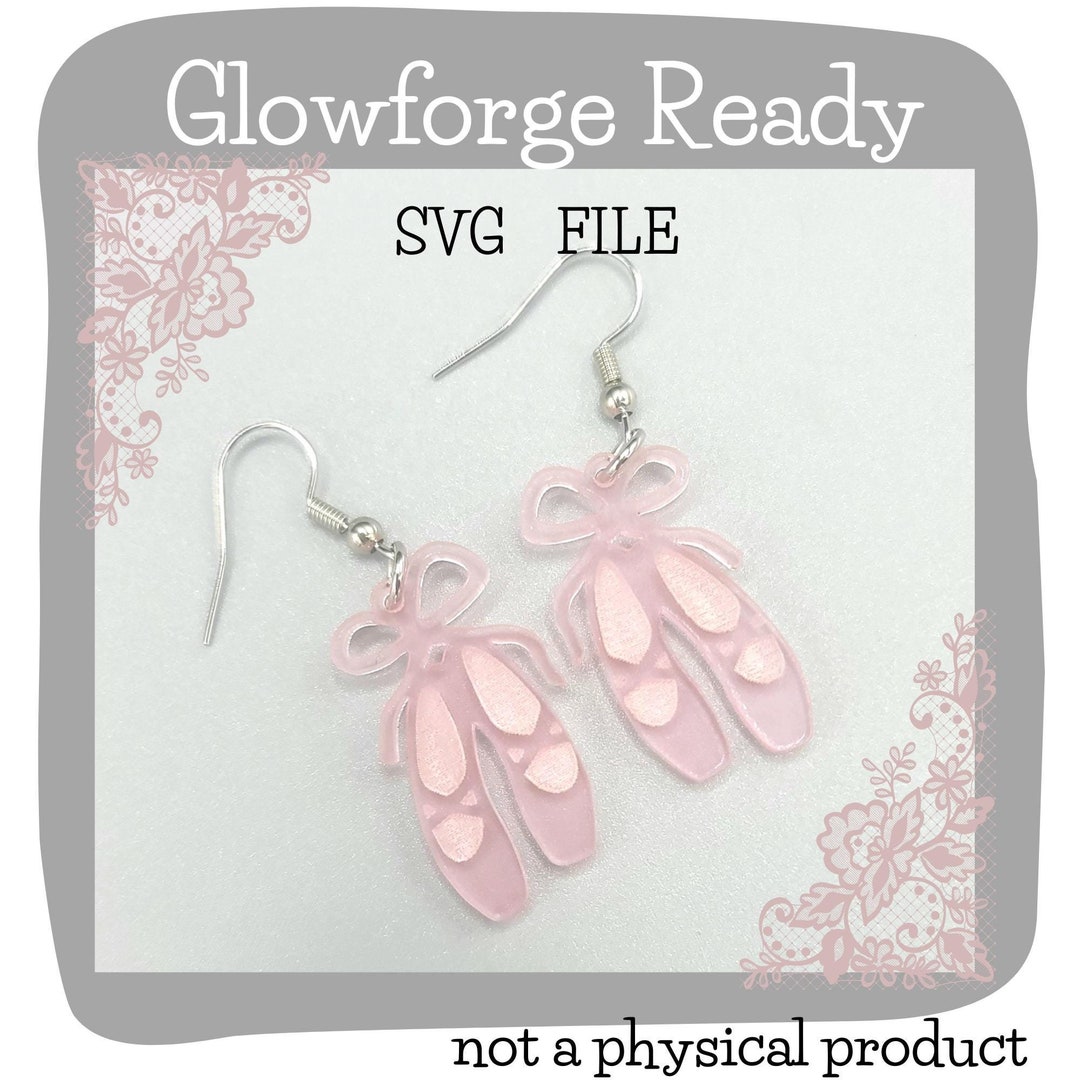 Ballet Pointe Toe Shoes Ballerina Dangle Earring SVG Laser File Design ...