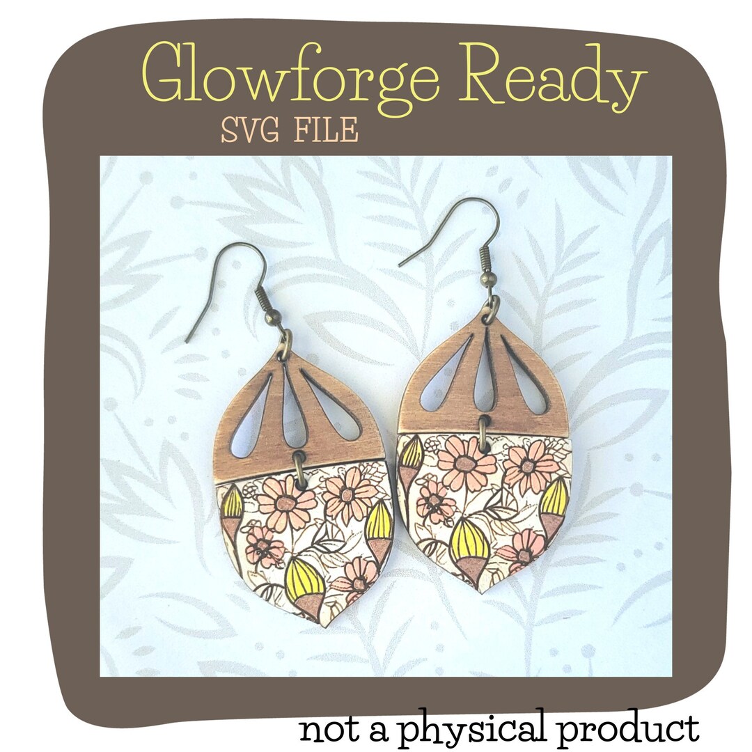 Nature Acorn and Flower Inspired Dangle Earring SVG - Glowforge Ready ...