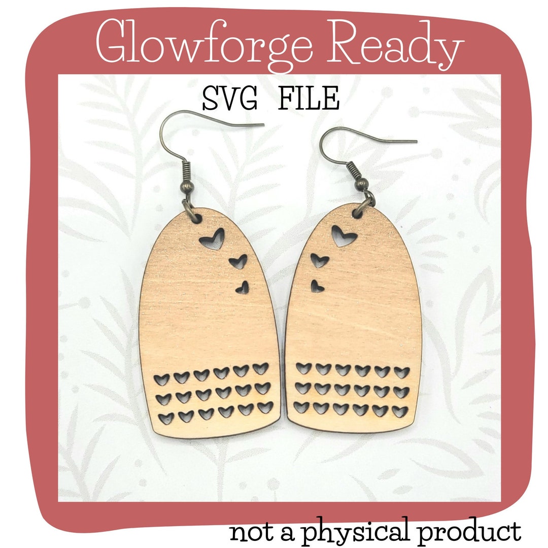 Hearts Dangle Earring SVG File - Glowforge Ready - SVG ONLY - Valentine ...