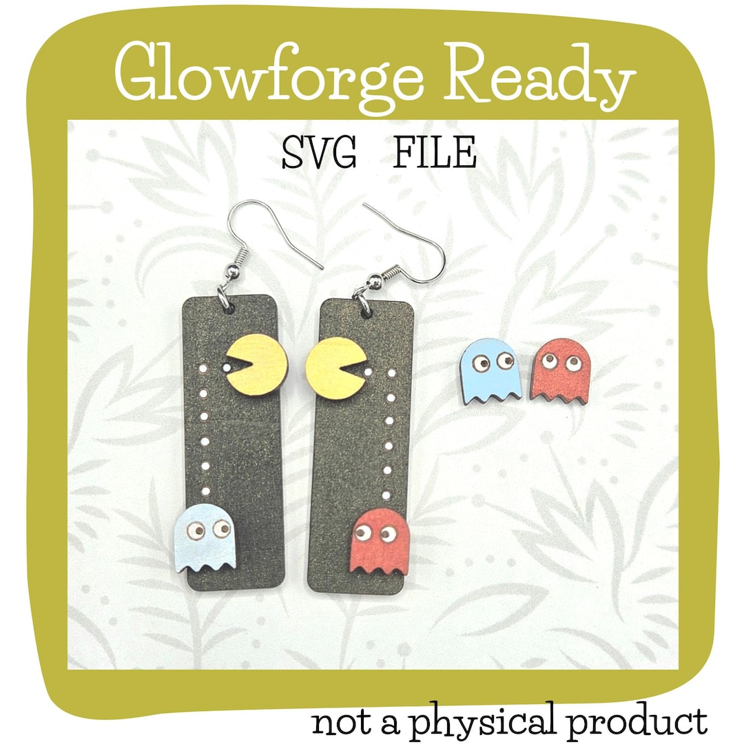Pac Man Video Game Retro Dangle Earring SVG Laser File Design ...
